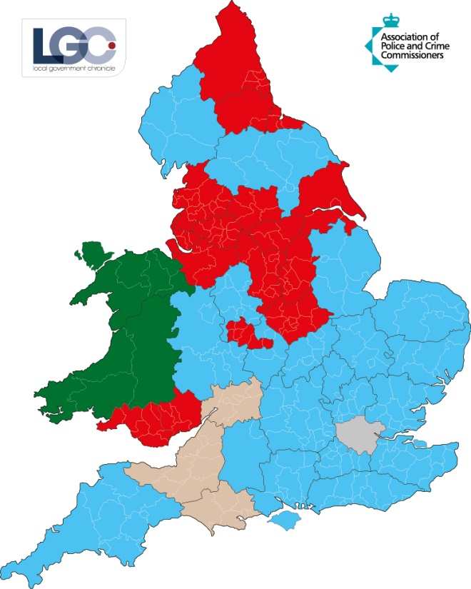 PCC Map 2016 | Local Government Chronicle (LGC)