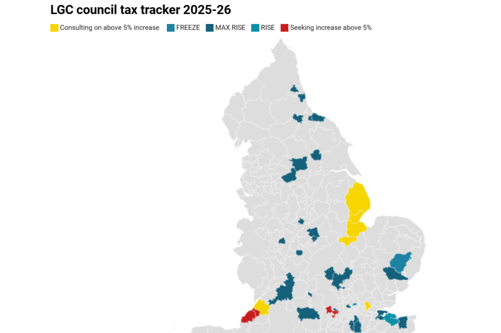MAPPED: LGC council tax tracker 2025-26 | Local Government Chronicle (LGC)