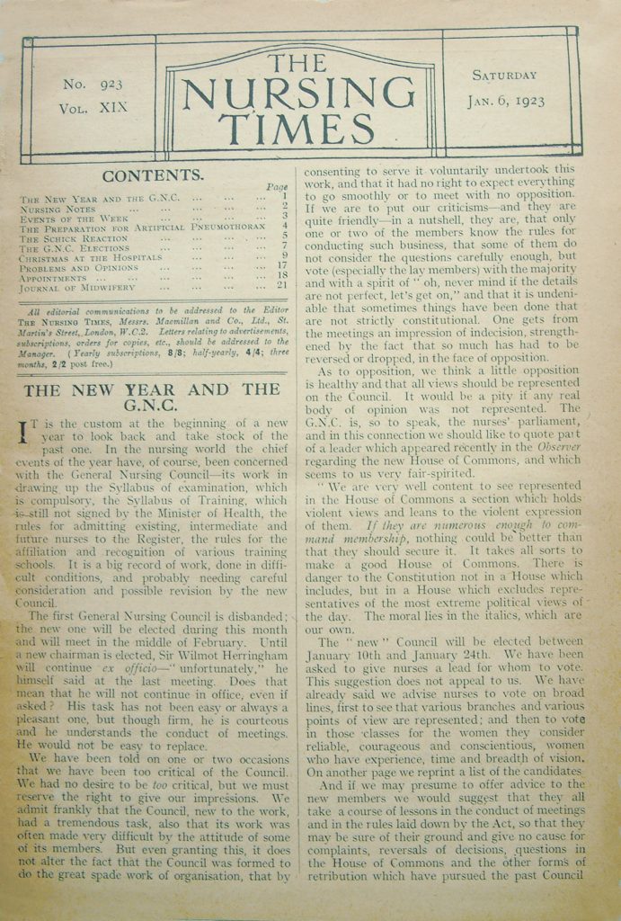 History of Nursing Times: The 1920s | Nursing Times