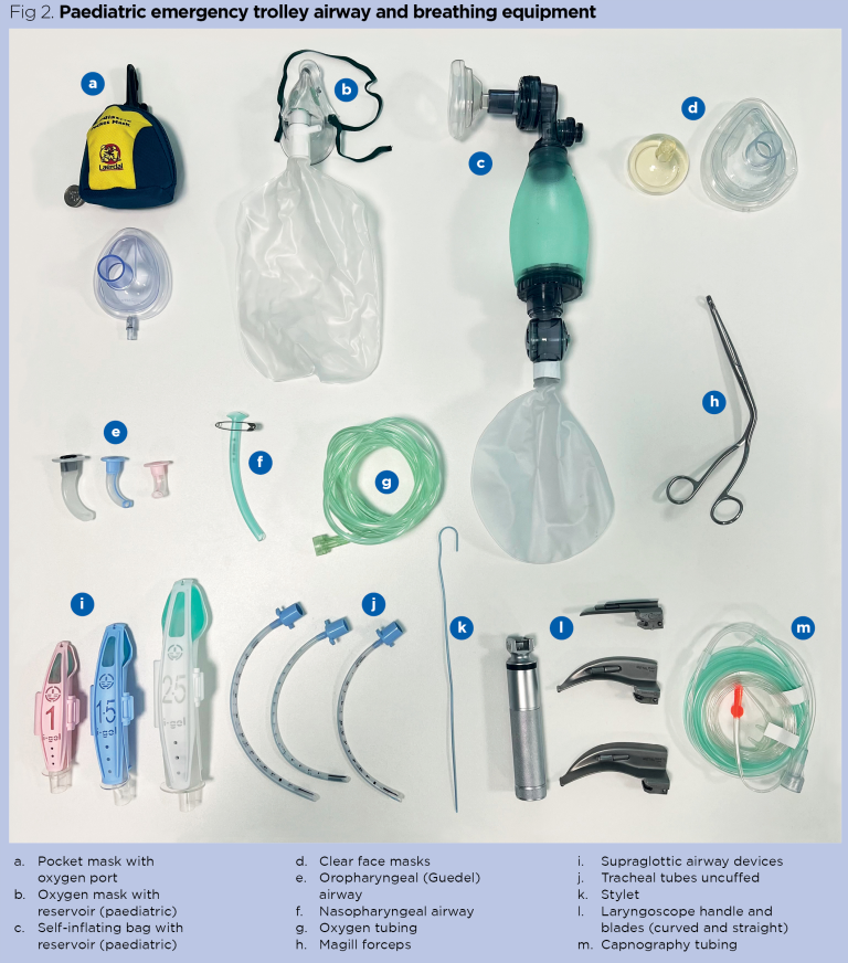 Paediatric emergency trolley 1: equipment to support airway and ...