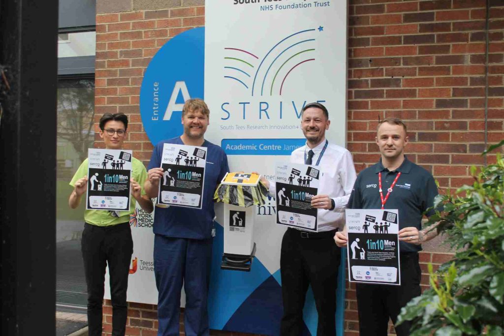 Nurses supporting pilot to install sanitary bins in male toilets ...